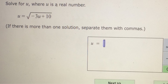 Solved Solve for u, where u is a real number. u = | Chegg.com