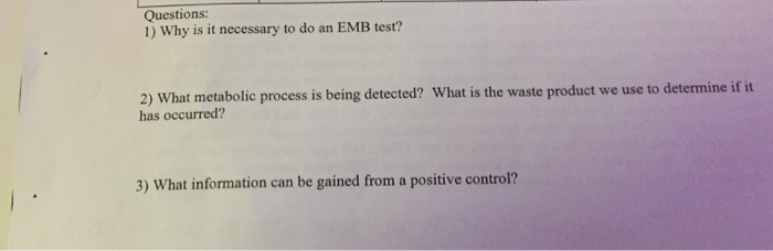 Solved Why is it necessary to do an EMB lest? What | Chegg.com