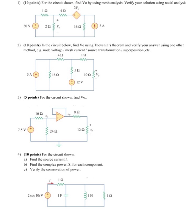 Solved For the circuit shown, find V_o by using mesh | Chegg.com