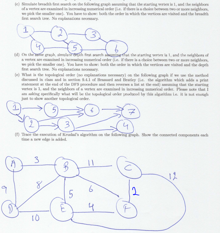 Solved (c) Simulate breadth first search on the following | Chegg.com