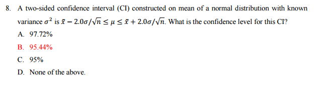 Solved A two-sided confidence interval (CI) constructed on | Chegg.com