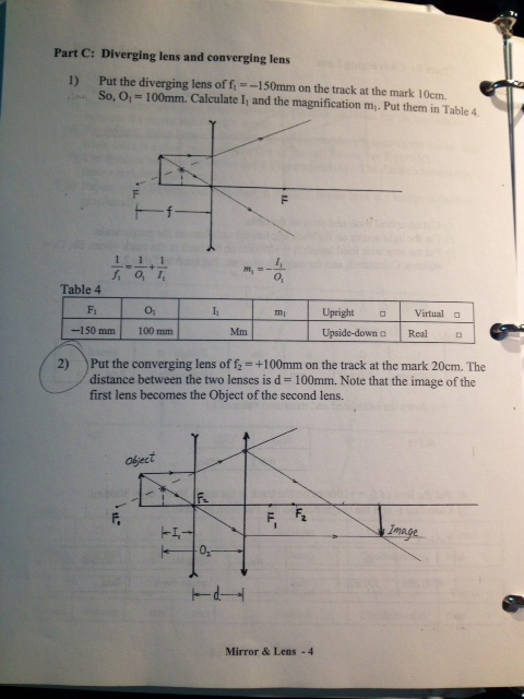 Solved Put the converging lens of f2 =+100mm on the track at | Chegg.com
