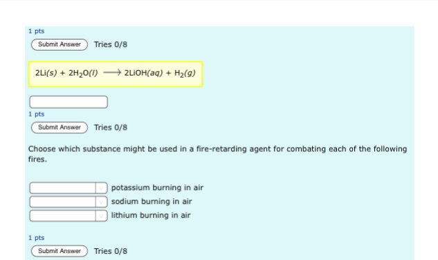 Solved Reactive Metal Fires In the chemistry lab, one often | Chegg.com