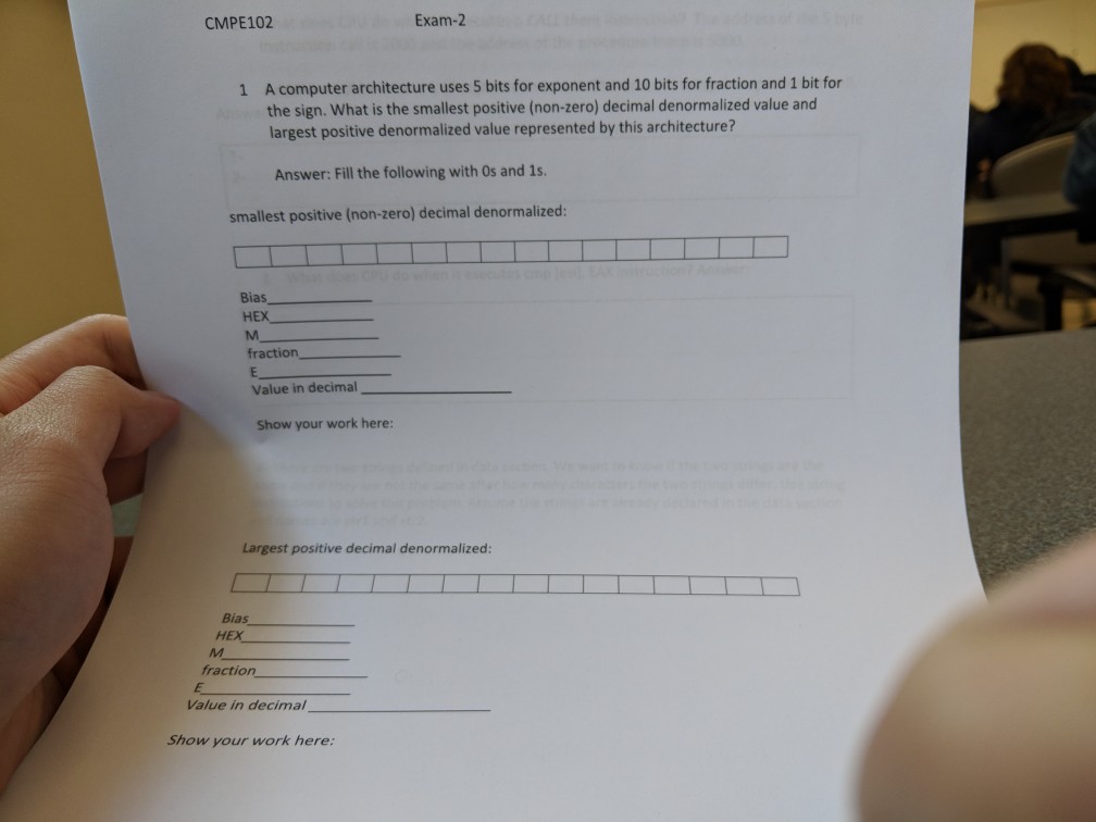 Solved CMPE 102 Exam-2 A computer architecture uses 5 bits | Chegg.com