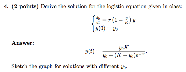 Solved Derive the solution for the logistic equation given | Chegg.com