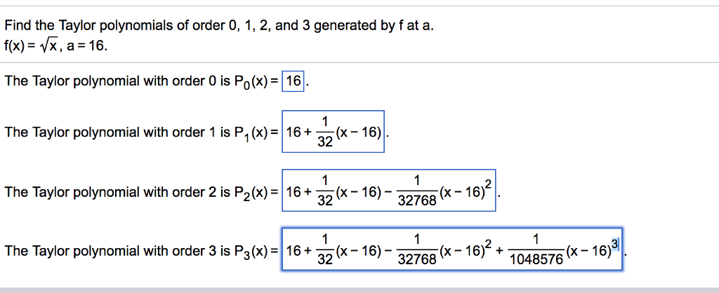 Solved Find the Taylor polynomials of order 0, 1, 2, and 3 | Chegg.com