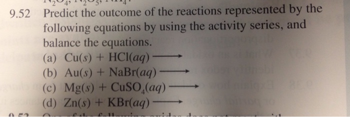 Solved Predict the outcome of the reactions represented by | Chegg.com