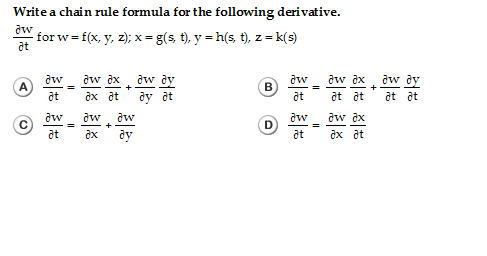 Solved Write a chain rule formula for the following | Chegg.com