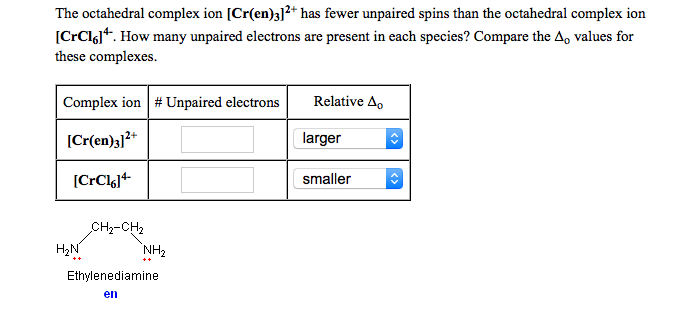 Solved The octahedral complex ion [Cr(en)_3]^2+ has fewer | Chegg.com