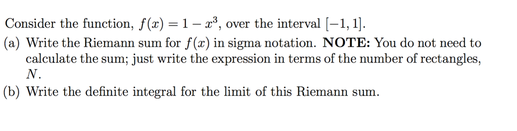 Solved Consider the function, f(x) 1-3, over the interval,] | Chegg.com