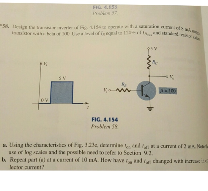 Design the transistor inverter of Fig. 4.154 to | Chegg.com
