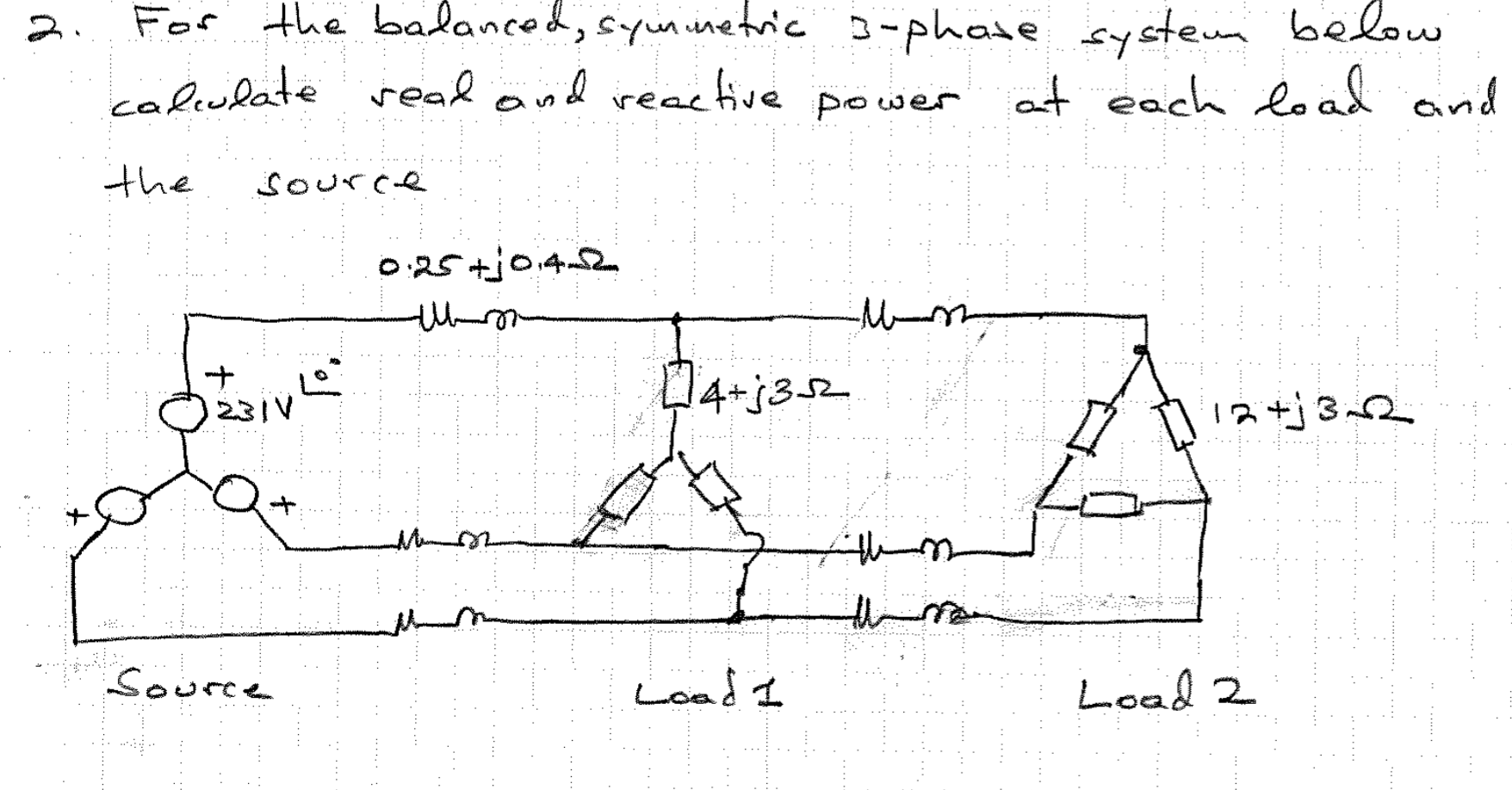 Solved For the balanced, symmetric 3-phase system below | Chegg.com