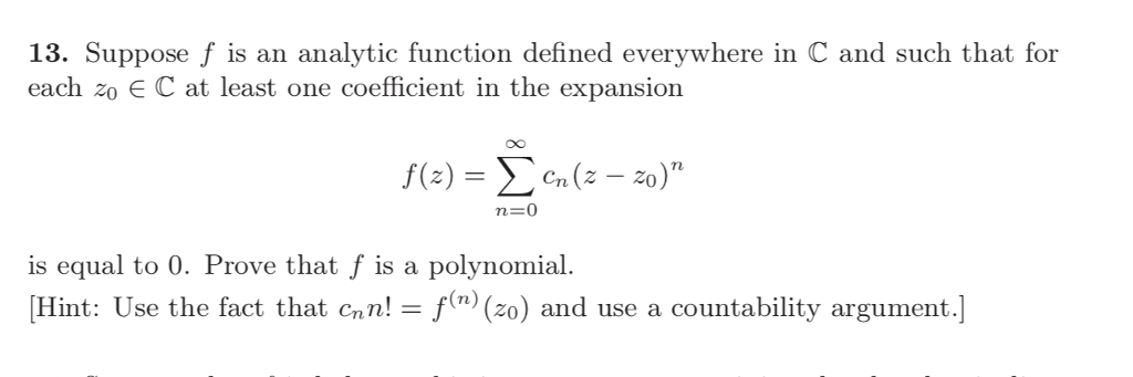 Solved 13. Suppose f is an analytic function defined | Chegg.com