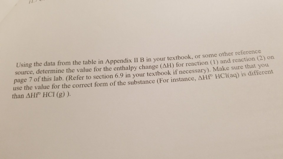 Solved Using the data from the table in Appendix II B in | Chegg.com