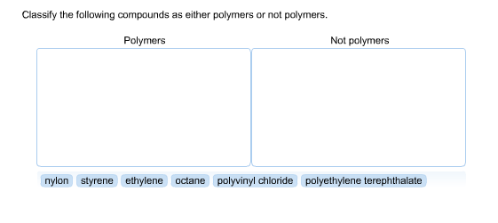 Solved Classify the following compounds as either polymers | Chegg.com