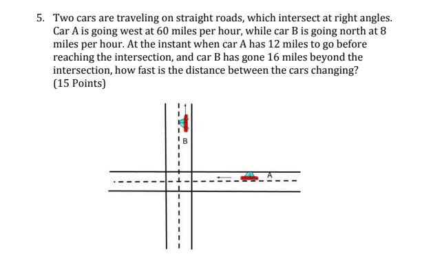 Solved 5. Two cars are traveling on straight roads, which | Chegg.com