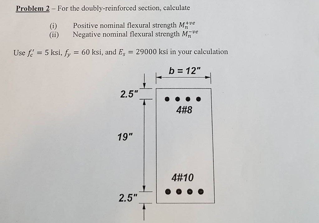 Solved For the doubly-reinforced section, calculate | Chegg.com