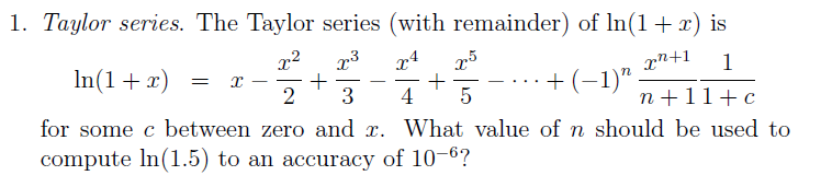 Solved Taylor Series Question. Please show a worked out | Chegg.com