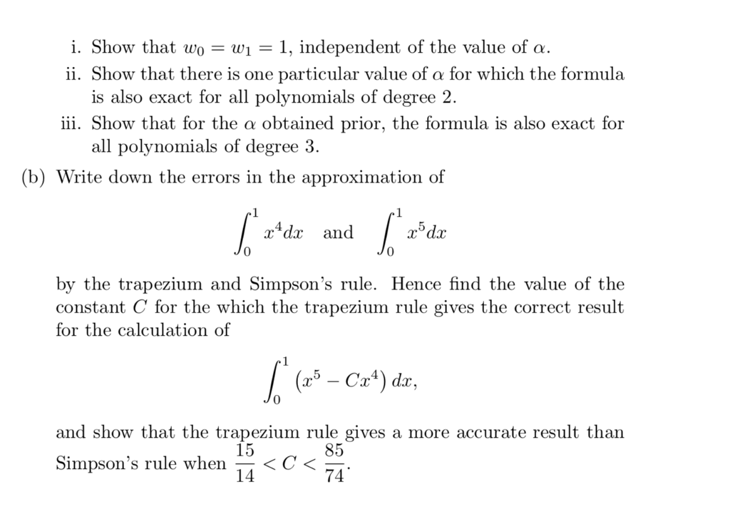 Solved 3. (Numerical Integration I) (a) A quadrature formula | Chegg.com