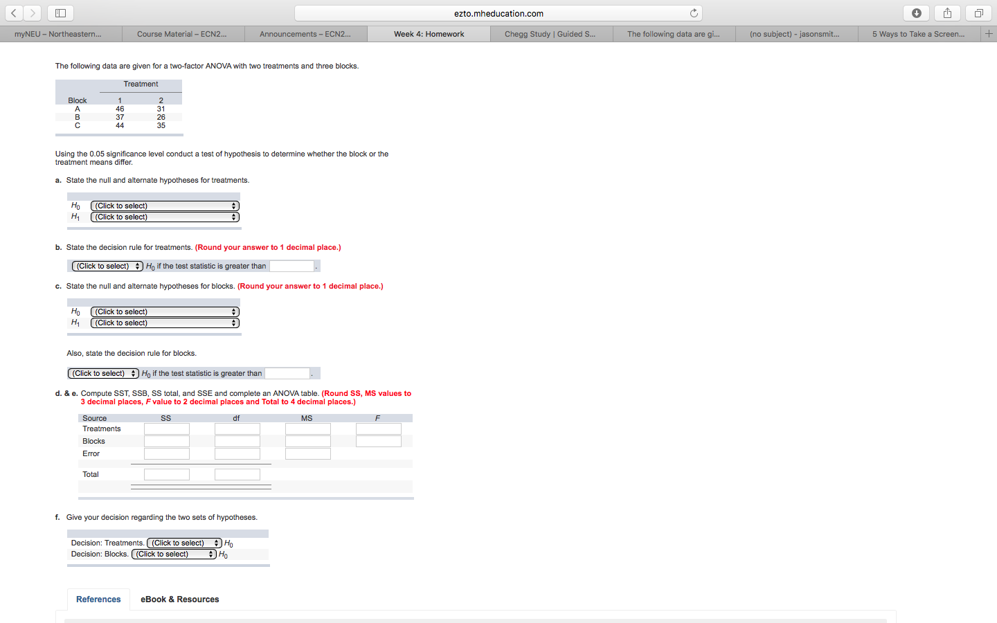 Solved The following data are given for a two-factor ANOVA | Chegg.com
