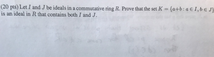Solved Let I and J be ideals in a commutative ring R. Prove | Chegg.com