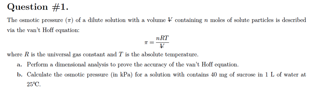 Osmotic Pressure Equation Units