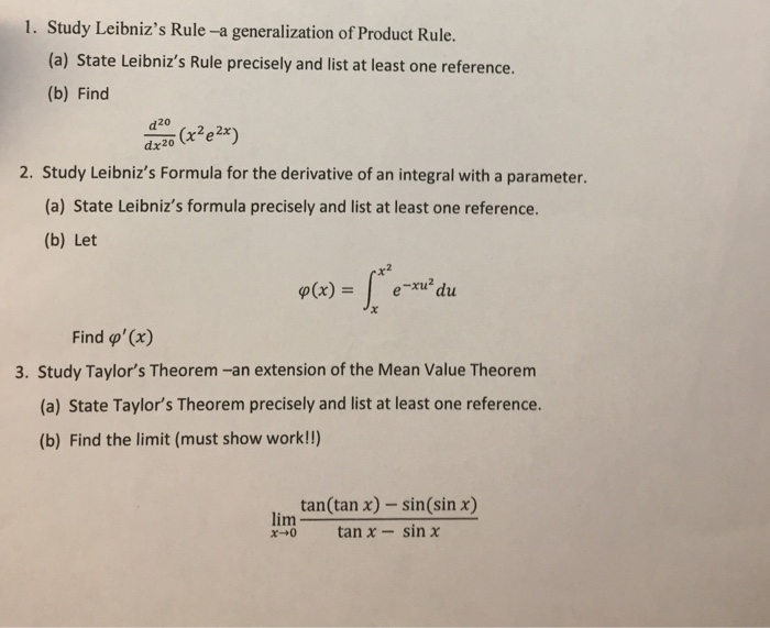 Solved Study Leibniz's Rule -a generalization of Product | Chegg.com