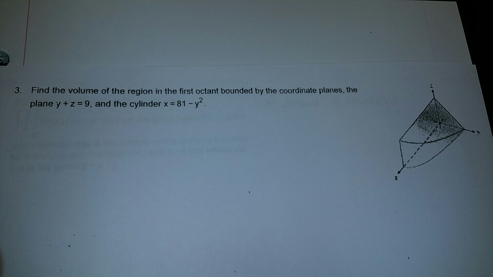 Solved 3. Find the volume of the region in the first octant | Chegg.com