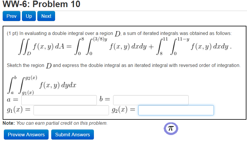Solved In evaluating a double integral over a region D a sum | Chegg.com Solved In evaluating a double integral over a region D a sum | Chegg.com