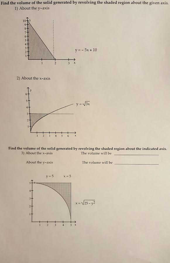 Solved Find the volume of the solid generated by revolving | Chegg.com
