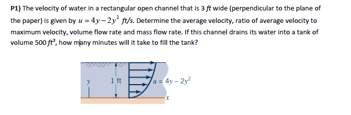 Solved The velocity of water n a rectangular open channel | Chegg.com