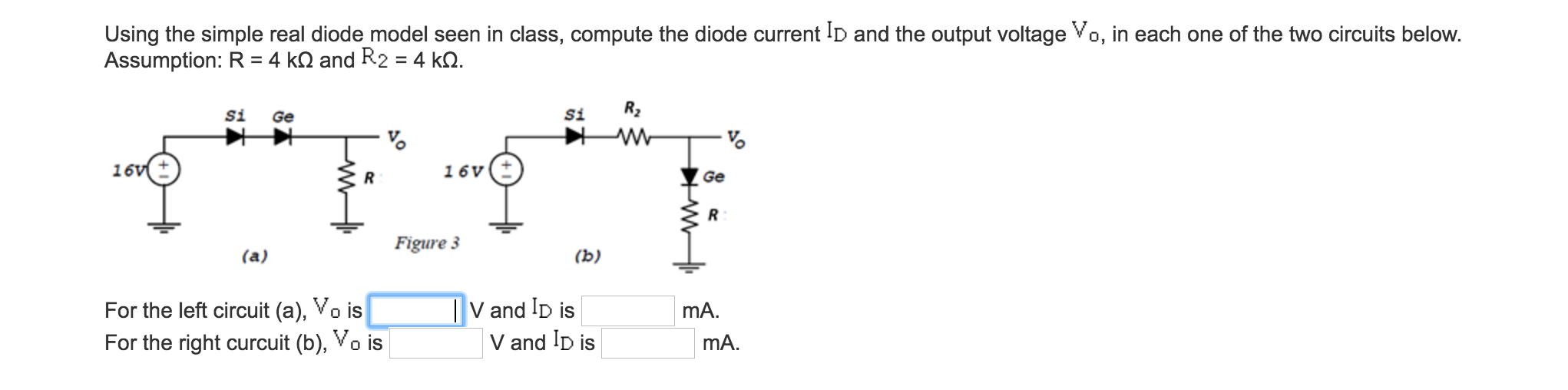 Solved Using the simple real diode model seen in class, | Chegg.com