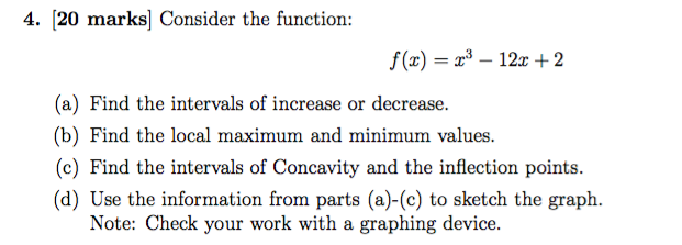 Solved Consider the function: f(x) =x^3-12x + 2 (a) Find the | Chegg.com