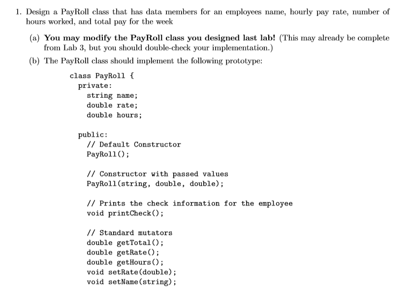 Solved The C++ language, implement neatly with .h and .cpp | Chegg.com