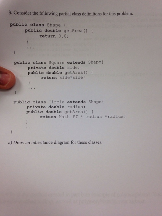 Solved Consider the following partial class definitions for | Chegg.com