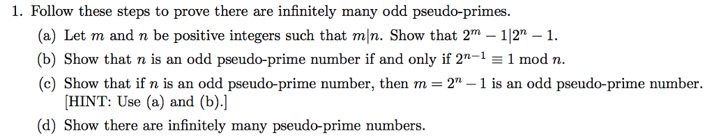 Solved 1. Follow these steps to prove there are infinitely | Chegg.com
