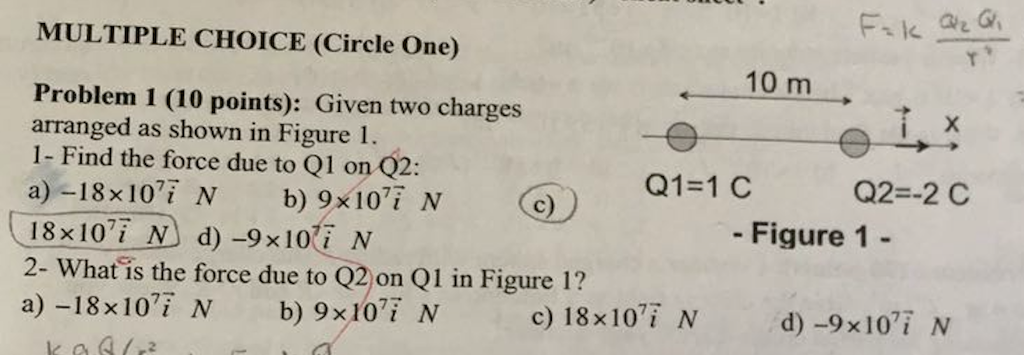 Solved Given two charges arranged as shown in Figure 1. | Chegg.com
