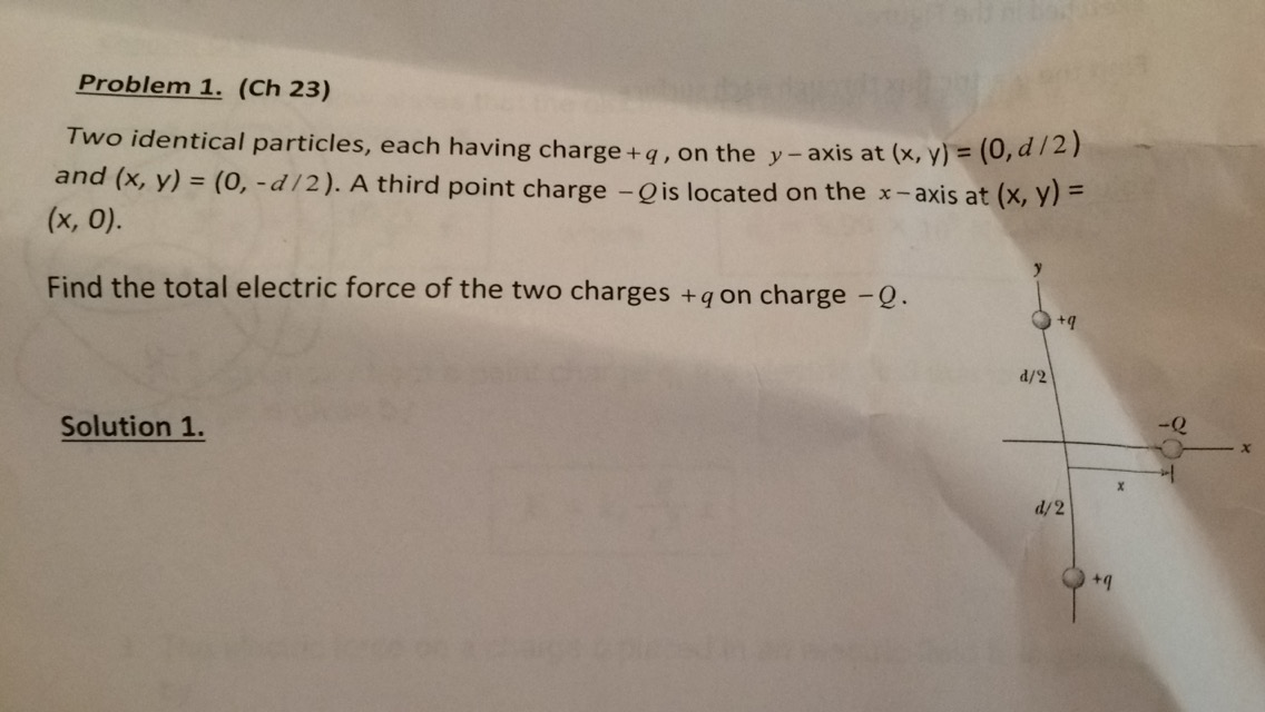 Solved two identical particles, each having charge +q, on | Chegg.com