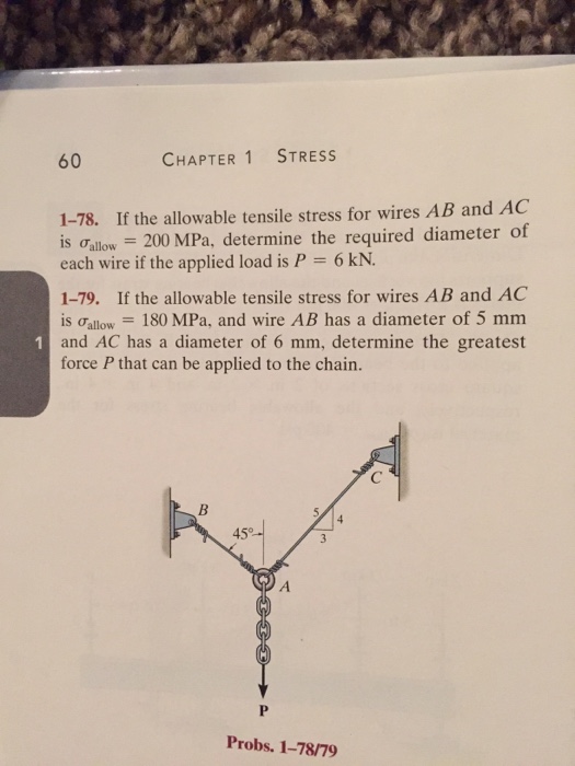Solved If the allowable tensile stress for wires AB and AC | Chegg.com