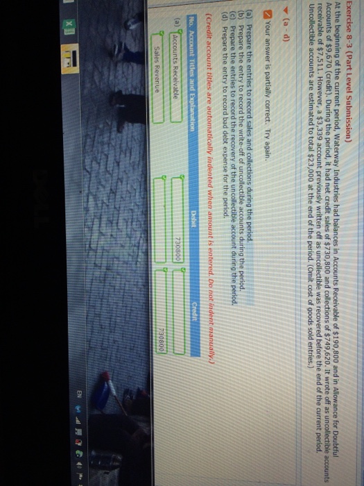 Solved Exercise 8-3 (Part Level Submission) At the beginning | Chegg.com