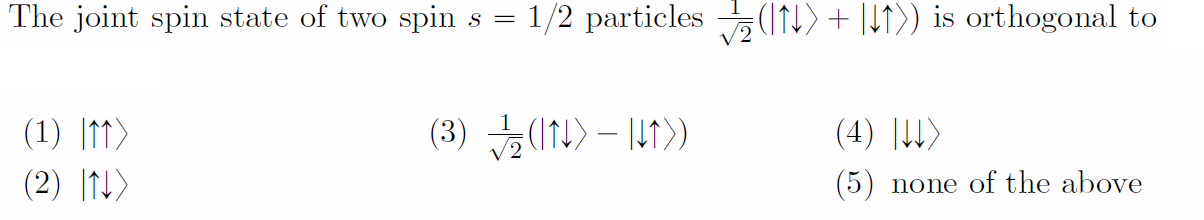 Solved The joint spin state of two spin s = 1/2 particles | Chegg.com