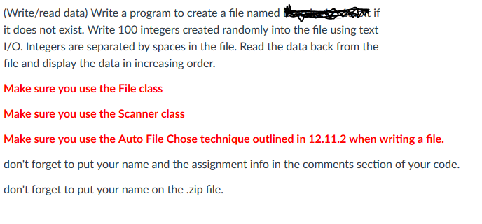 Solved (Write/read data) Write a program to create a file | Chegg.com