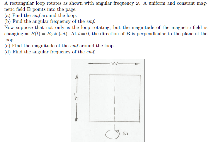 Solved A Rectangular Loop Rotates As Shown With Angular