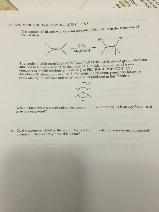 Solved The reaction of alkenes with osmium tetroxide (0s04) | Chegg.com