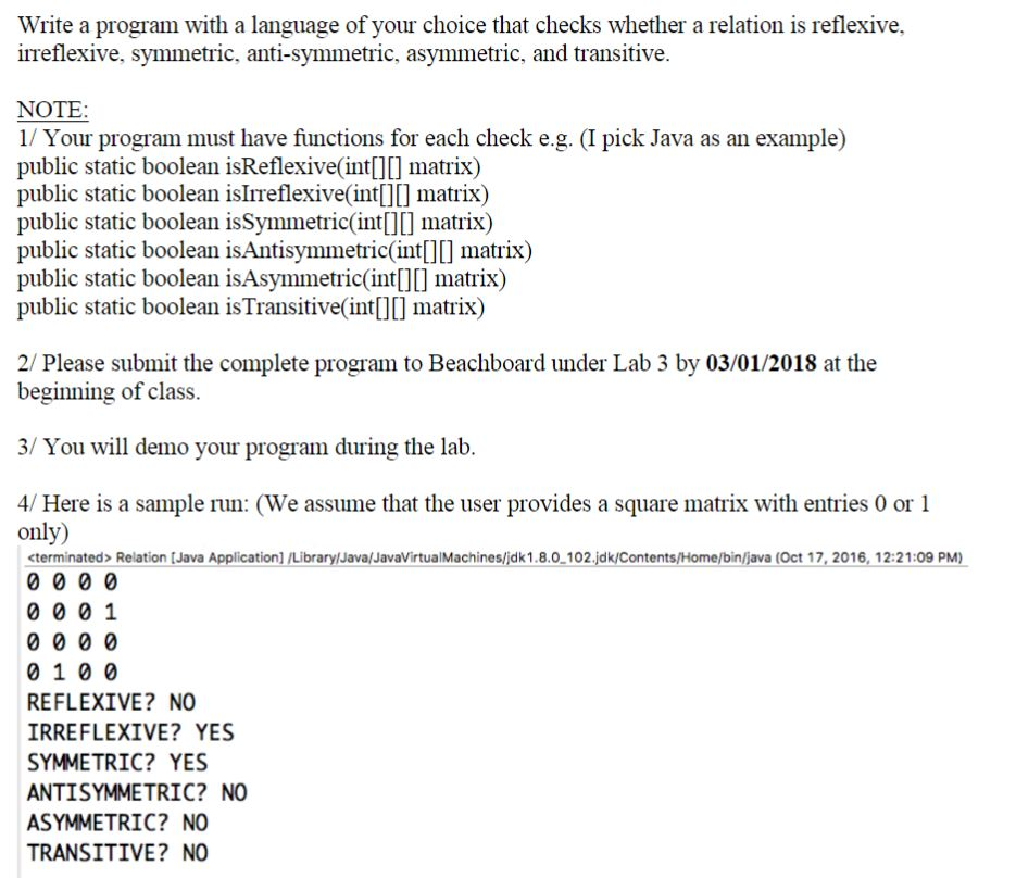 Solved Write a program with a language of your choice that | Chegg.com