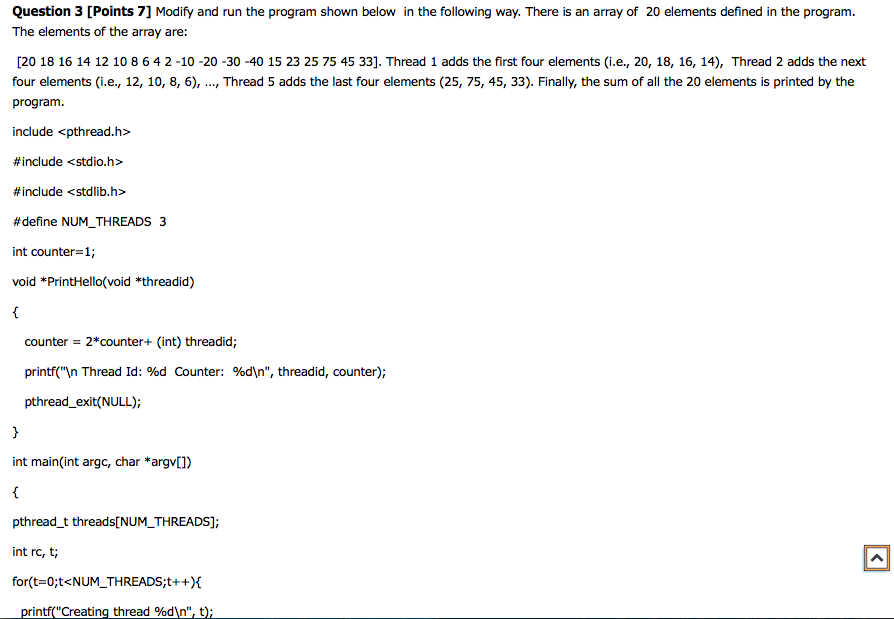 Solved Question 3 [Points 7] Modify and run the program | Chegg.com