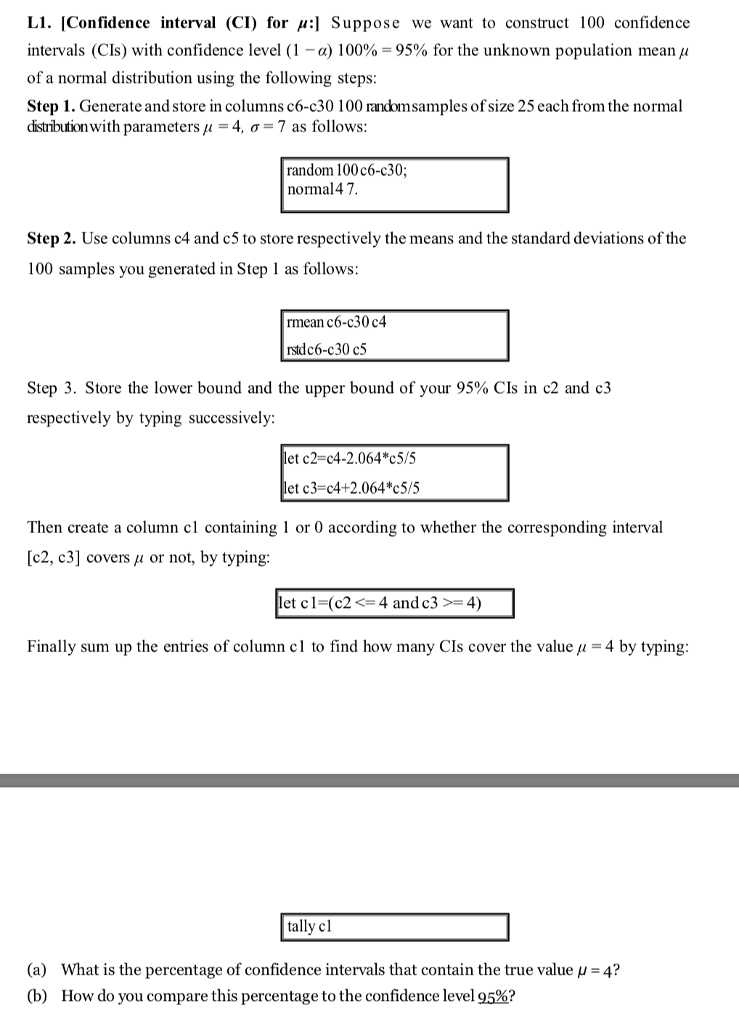 Solved Li. ?Confidence interval (CI) for ?:I suppose we want | Chegg.com