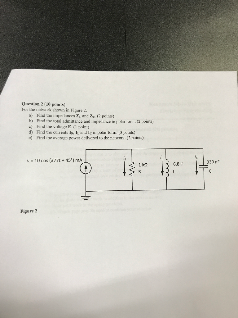 Solved For the network shown in Figure 2. a) Find the | Chegg.com