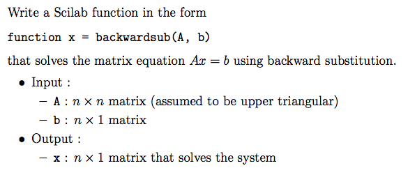 Solved Write a Scilab function in the form function x | Chegg.com