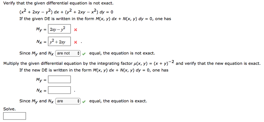 Solved Verify that the given differential equation is not | Chegg.com